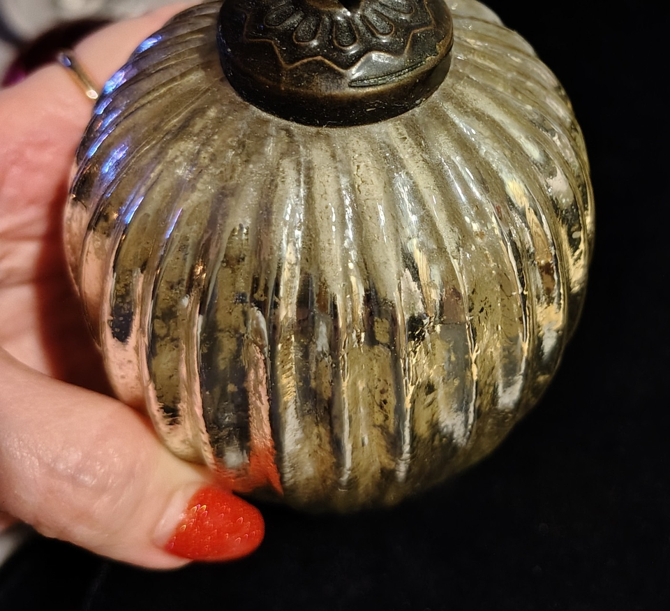 4 Large Mercury Glass Ornaments-3 Red & 1 Silver-Various Shapes and ...