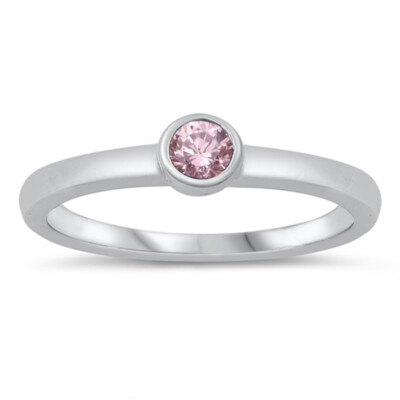 Pink CZ Beautiful Circle Promise Ring New .925 Sterling Silver Band ...