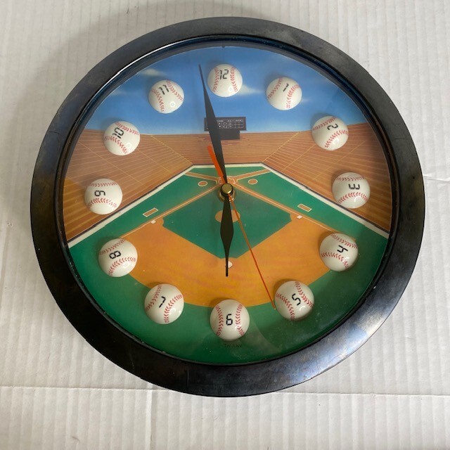 Working Baseball Wall Clock on the Green Diamond CLEAN Uses 1 AA ...