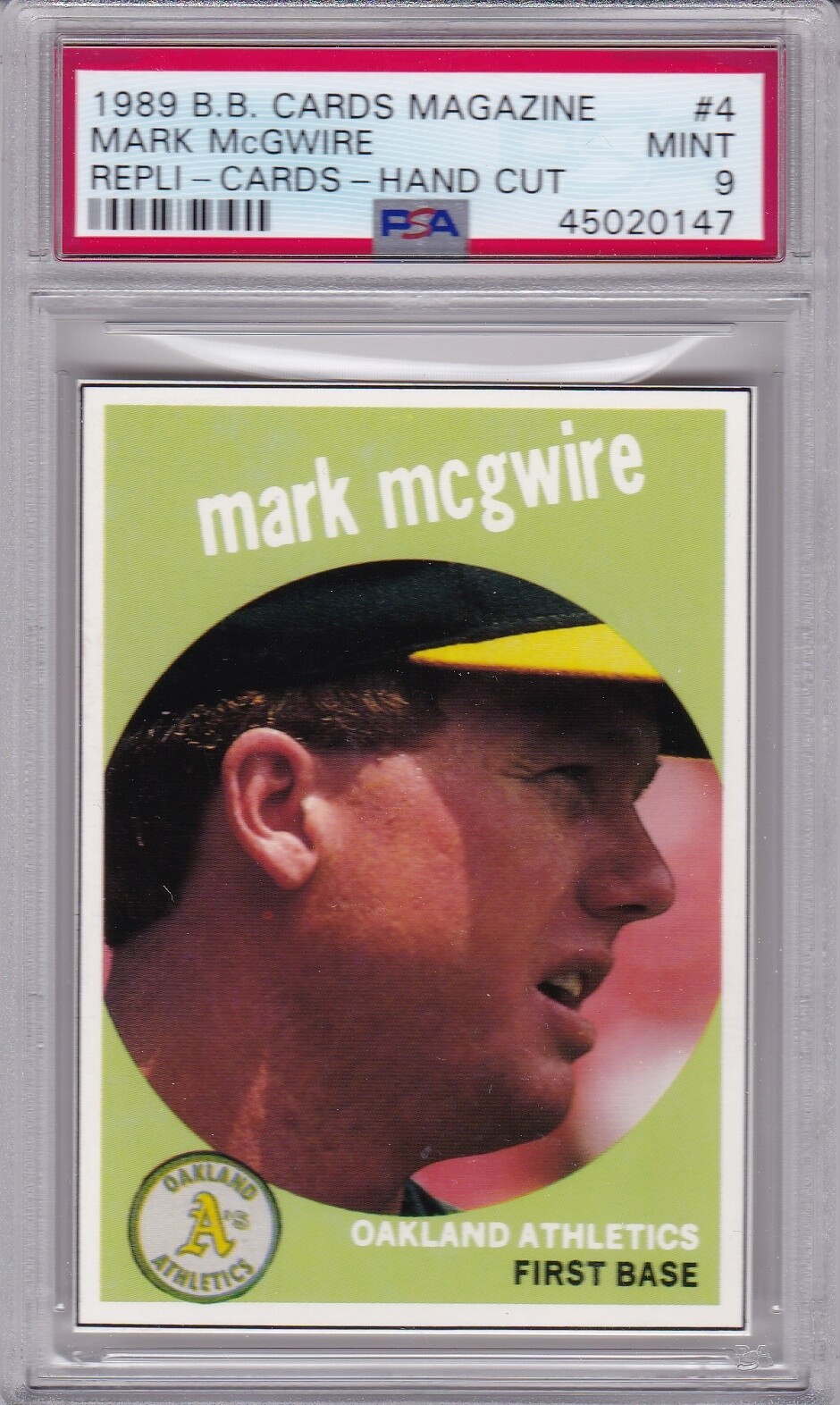 1989 Baseball Cards Magazine #4 MARK McGWIRE PSA 9 MINT TOUGH! Oakland ...