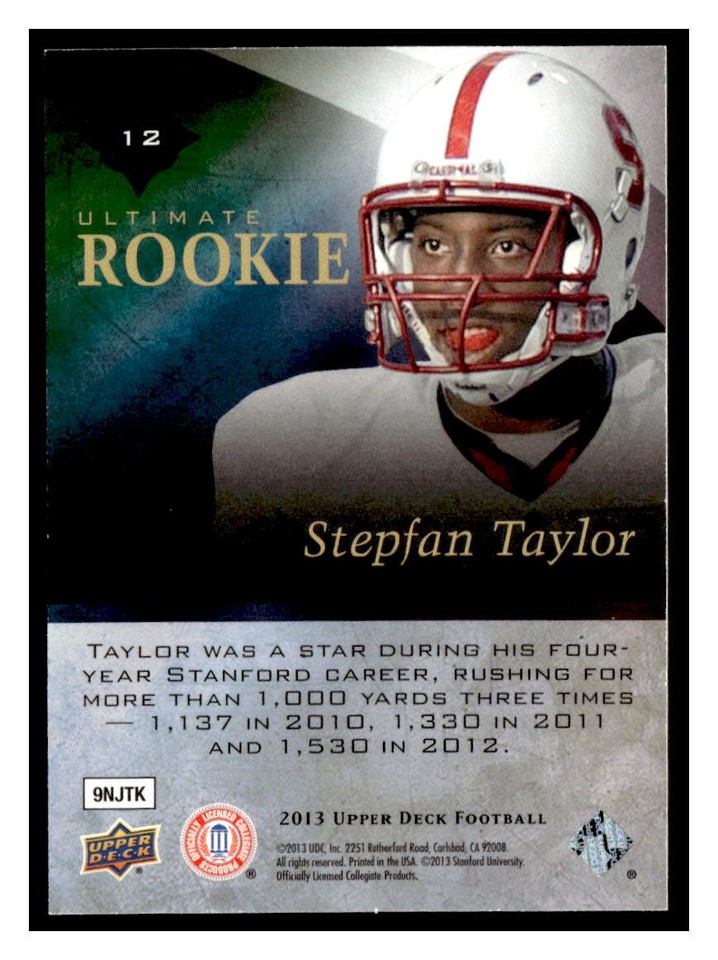 Stepfan Taylor 2013 Upper Deck 12 SN525 Ultimate Rookies | eBay