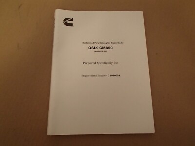 Cummins QSL9 CM850 Generator Engine Parts Manual | eBay