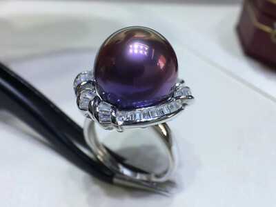 gorgeous 12-13mm south sea round lavender pearl ring 925s(mr) | eBay