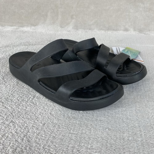 CROCS Gateway Strappy Womens Slide Sandals Size 5 Black Foam Cushy NEW ...