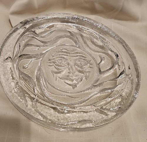 Large* Vintage Blenko? 11.25" Sun face Clear Plate/Dish 1970’s | eBay