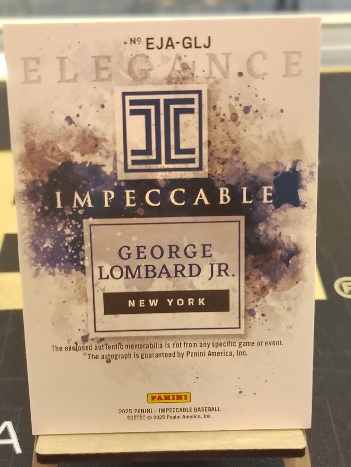 2025 IMPECCABLE GEORGE LOMBARD JR 45/99 ROOKIE PATCH AUTO YANKEES SP ...