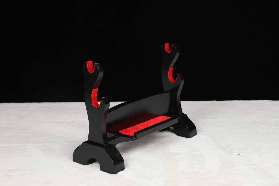 Solid Wood 2-Tier Sword Stand for Display Japanese Samurai Katana Sword ...