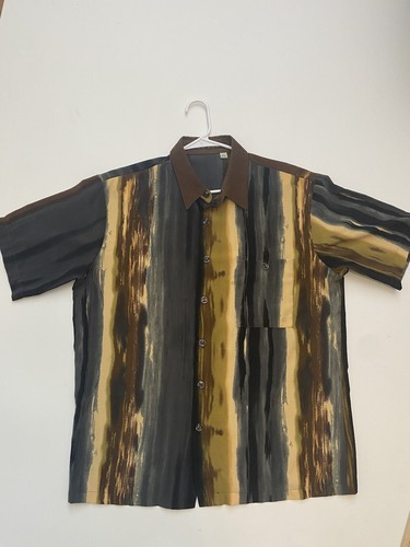 VINTAGE Alan Stuart Shirt Mens Large Button Up Short Sleeve Multi Color ...