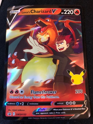 Lance's Charizard V - SWSH133 Black Star Promo Ultra Rare Pokemon - NM ...