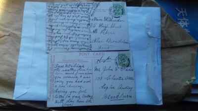 2 antique postcard,1907 & 1908,Blackheath,Preston,Broadelain,Blackburn ...