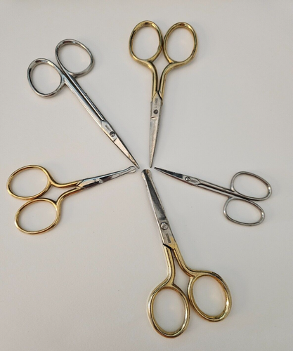 5 Vintage German Scissors Gold Handles Sewing Manicure Medical Craft | eBay