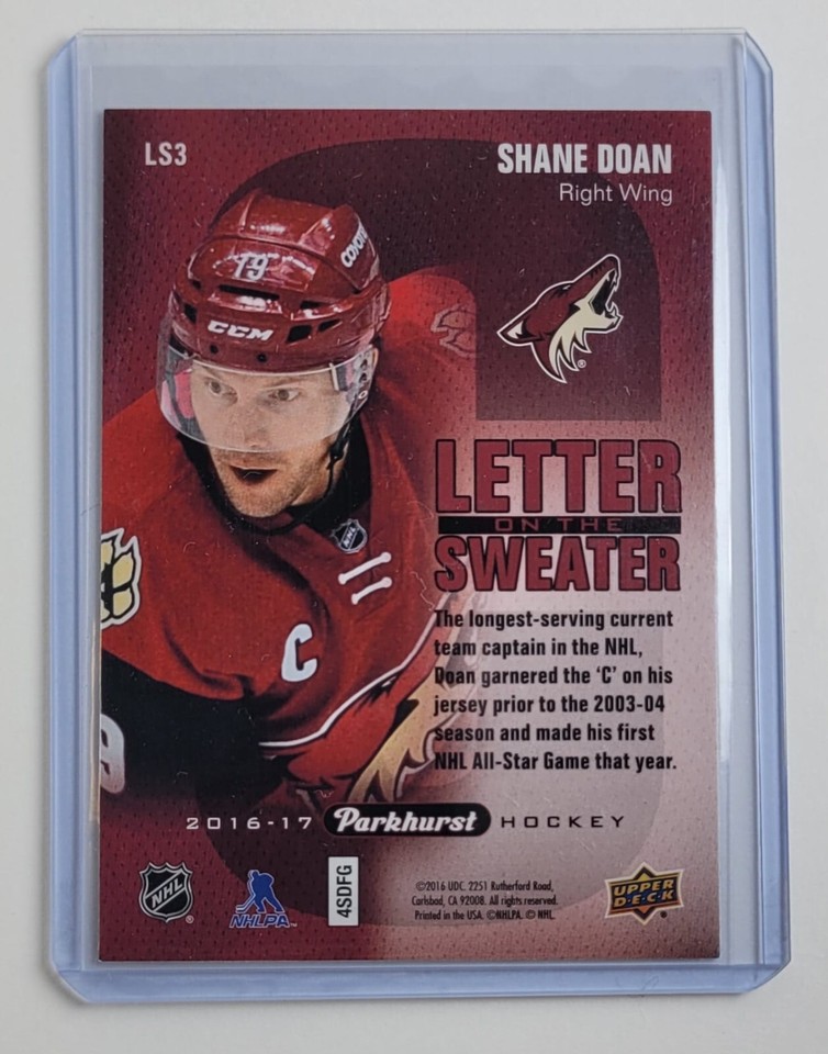 Shane Doan Letter on the Sweater 2016-17 Parkhurst Upper Deck Hockey ...