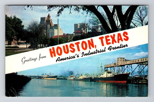 Houston TX-Texas, Banner General Greetings Vintage c1961 Souvenir ...