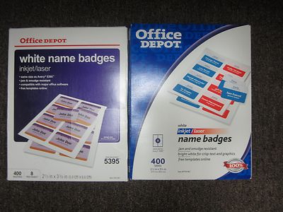 LOT- 2 x Office Depot name badges white inkjet / laser 400 labels Item ...