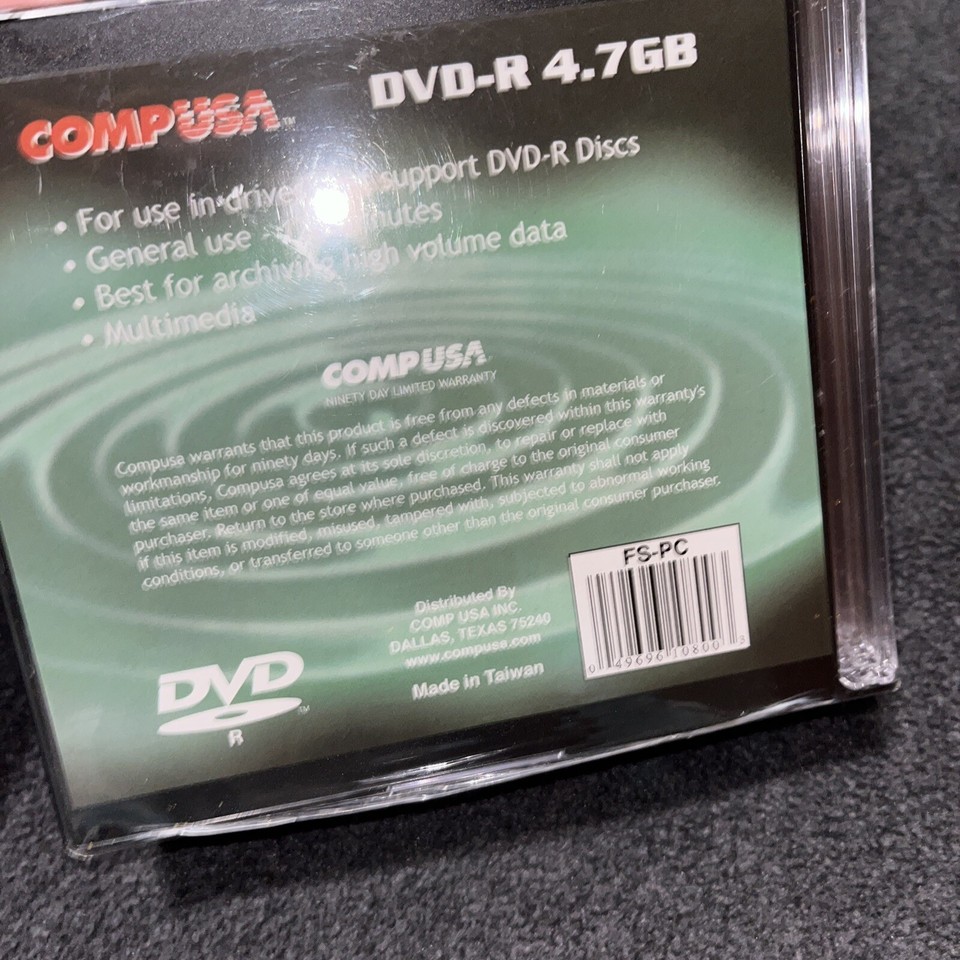 Comp USA DVD R Recordable Disc 10 Pack , 120 Min , 4.7 Gb , General Use ...