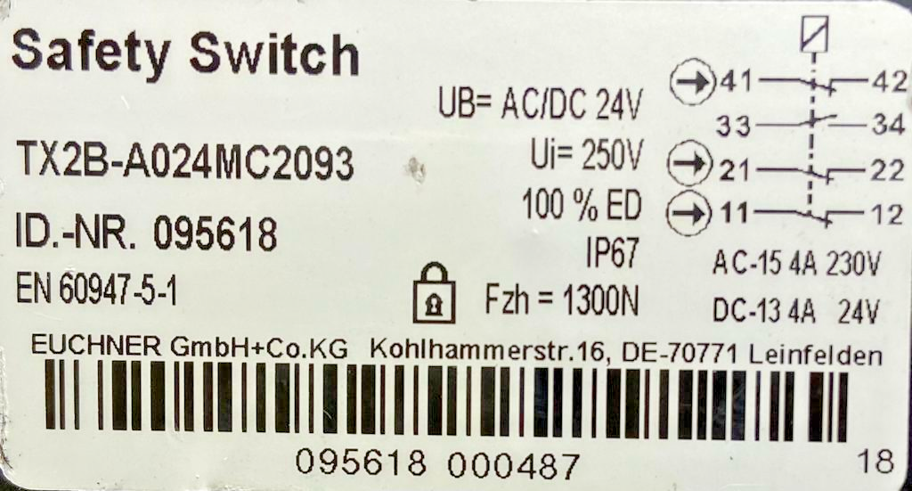 Euchner Safety Switch TX2B-A024MC2093 TX2B A024MC2093 | eBay.de