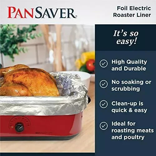 PanSaver Foil Electric Meat Cooking Roaster Protective Oven Liners Fits ...