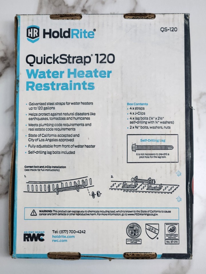 HoldRite QS 120 Water Heater Straps Galvanized Steel Accessories Up To ...