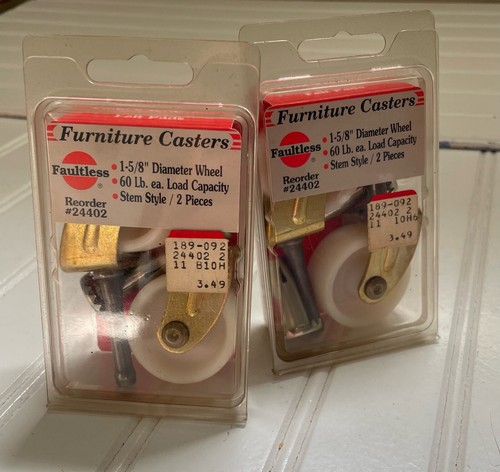 Vintage Faultless Casters #24402 1-5/8" Diameter Wheel Stem Style Old ...