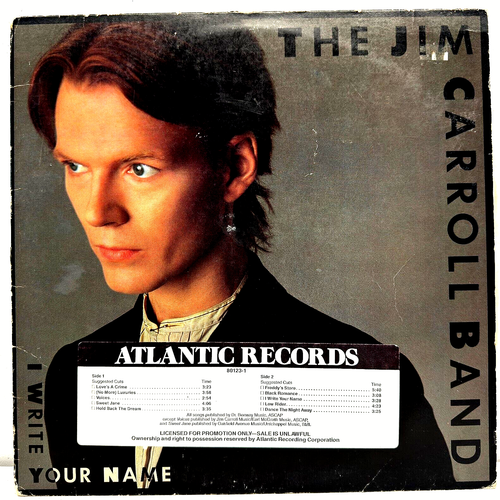 Jim Carroll Band I Write Your Name 1983 Vinyl Atlantic Records 1st Press | eBay