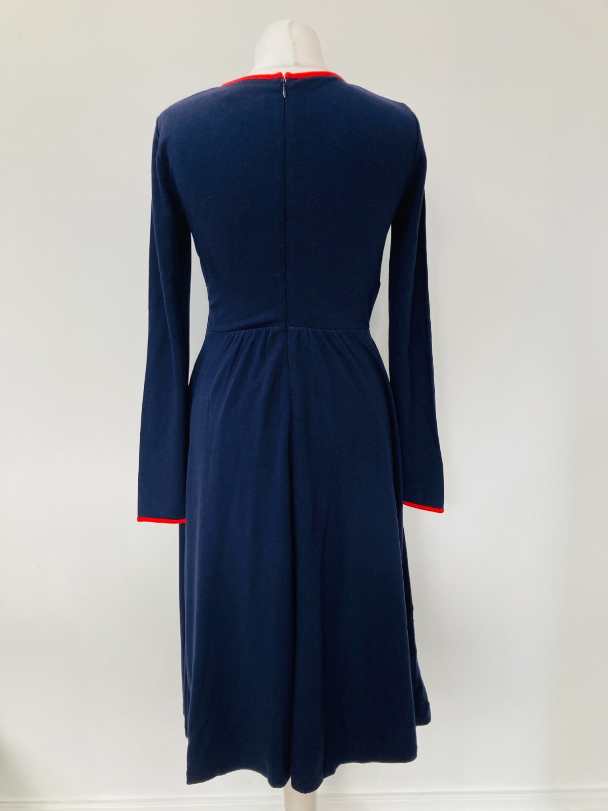New Womens Ex BODEN Contrast Neck Detail Fit and Flare Pocket Dress RRP ...