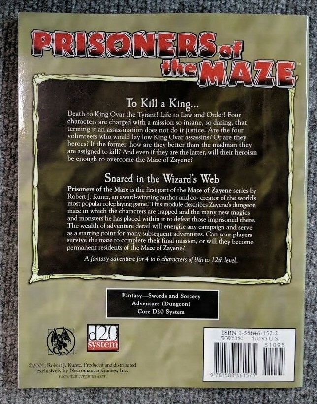 Dungeons and Dragons D20 Sword & Sorcery: Prisoners of the Maze RPG SC ...