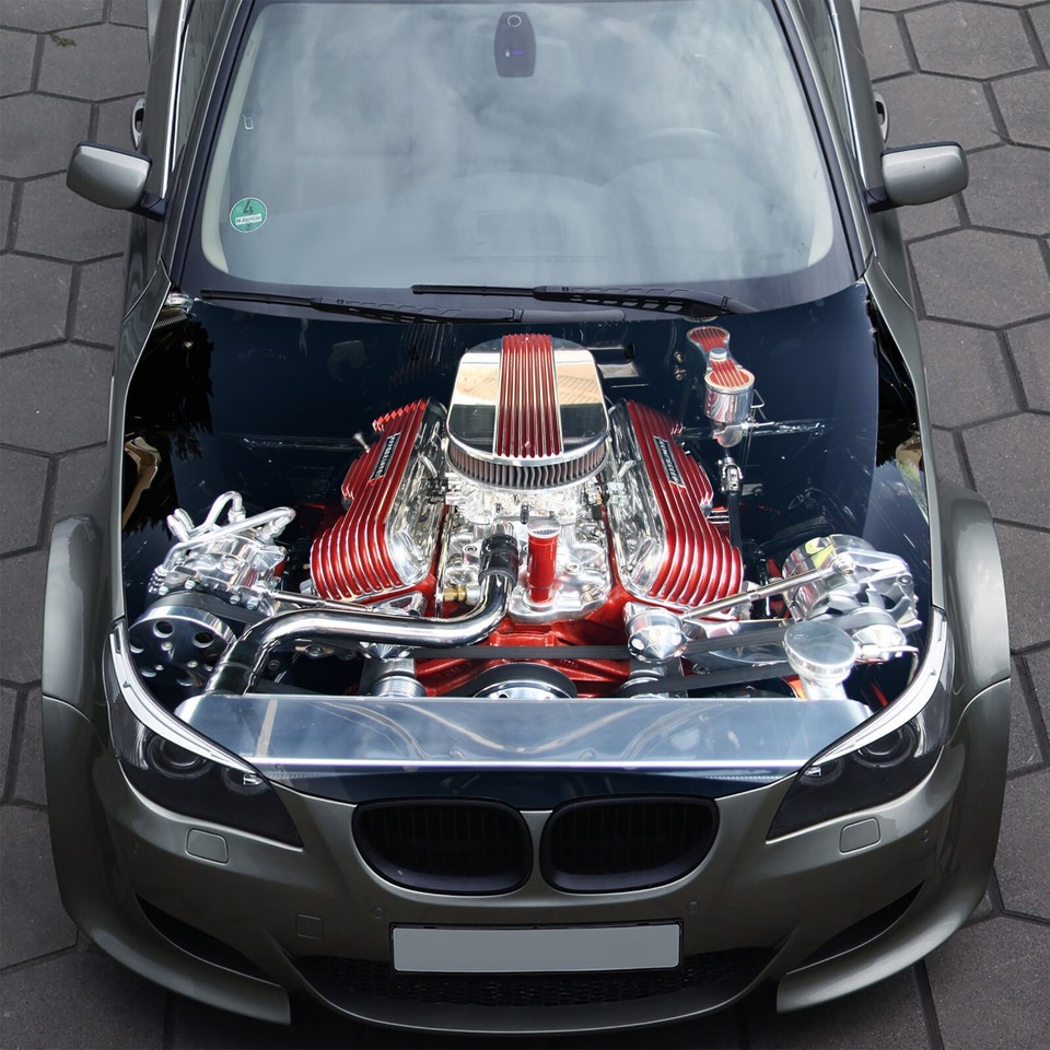 Engine Car Hood Wrap Decal Vinyl Sticker Full Color Graphic Fit Any Car ...