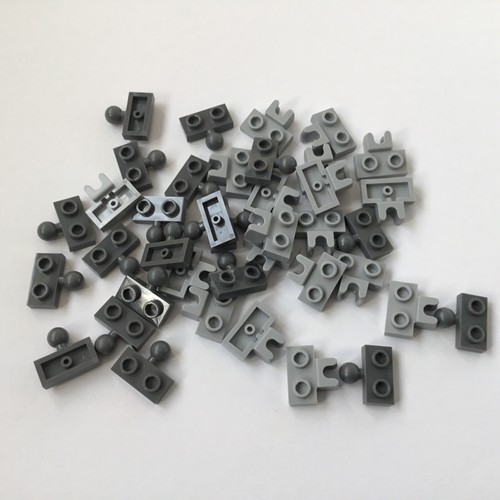 20 Paar Lego Platte 1x2 Kugelgelenk Kupplung hellgrau dunkelgrau NEU ...