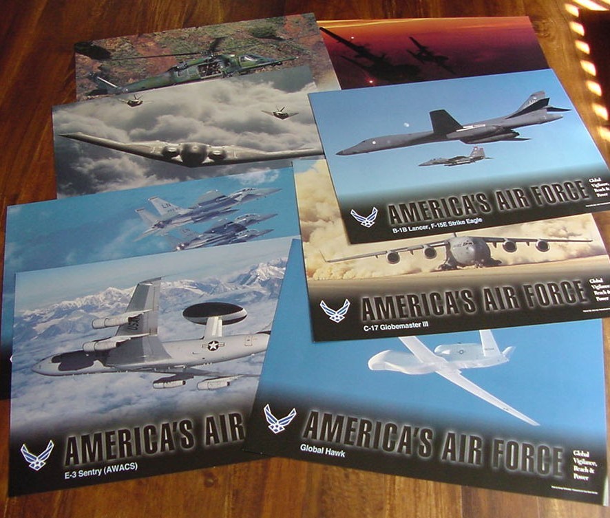 8 US AIR FORCE AIRCRAFT LITHOGRAPH 18x24" POSTERS AMERICA'S AF - FS | eBay