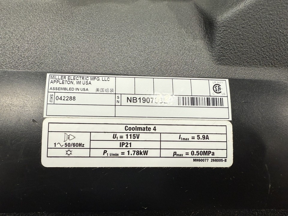 Miller 042288 Coolmate 4 115V Cooler - Water Coolant System BRAND NEW ...