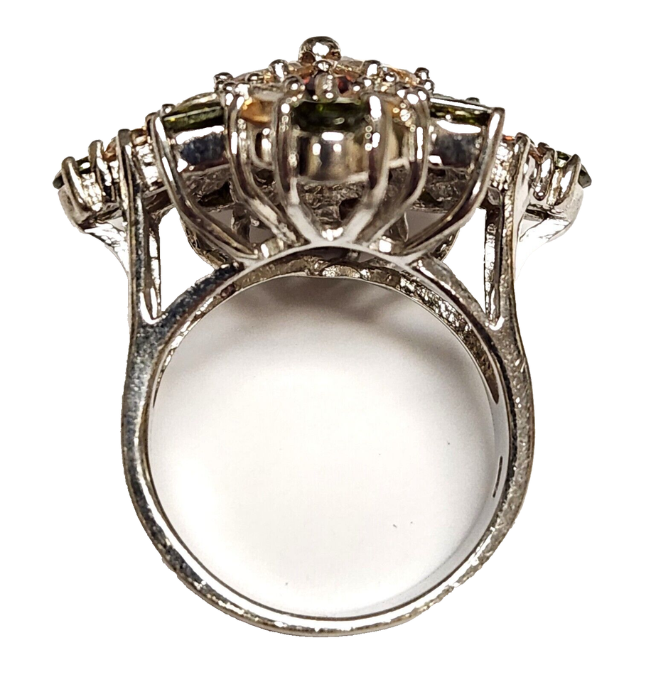 Large SETA Multi Color 925 Sterling Silver Cocktail Ring US Size 9 | eBay