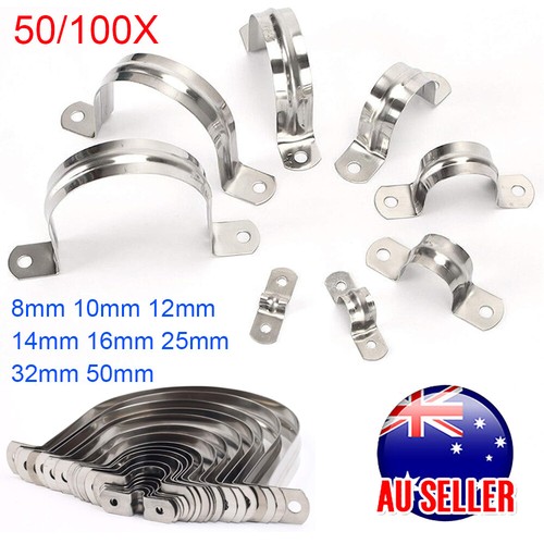8/10/12/14/16/32/25/50mm Stainless Steel Plumbing Pipe Saddle Tube Clip ...
