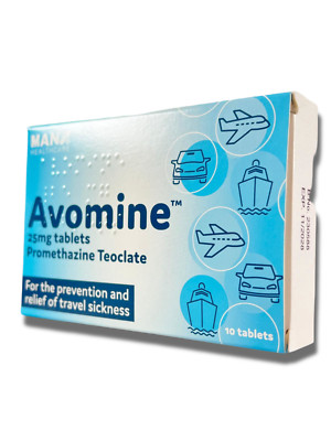 Avomin Tablets 25mg-To Prevent & Treat Travel Sickness/10 Tablets ...