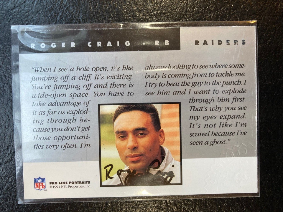 1991 Pro Line Portraits Certified autograph, Roger Craig, Raiders ...