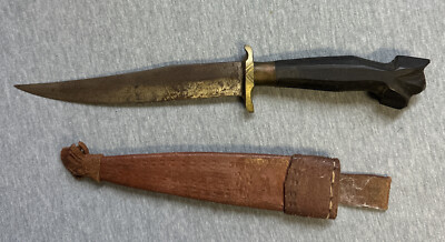 *Vintage Philippines Hand Made Dagger Knife w/Hand Made Leather Sheath ...