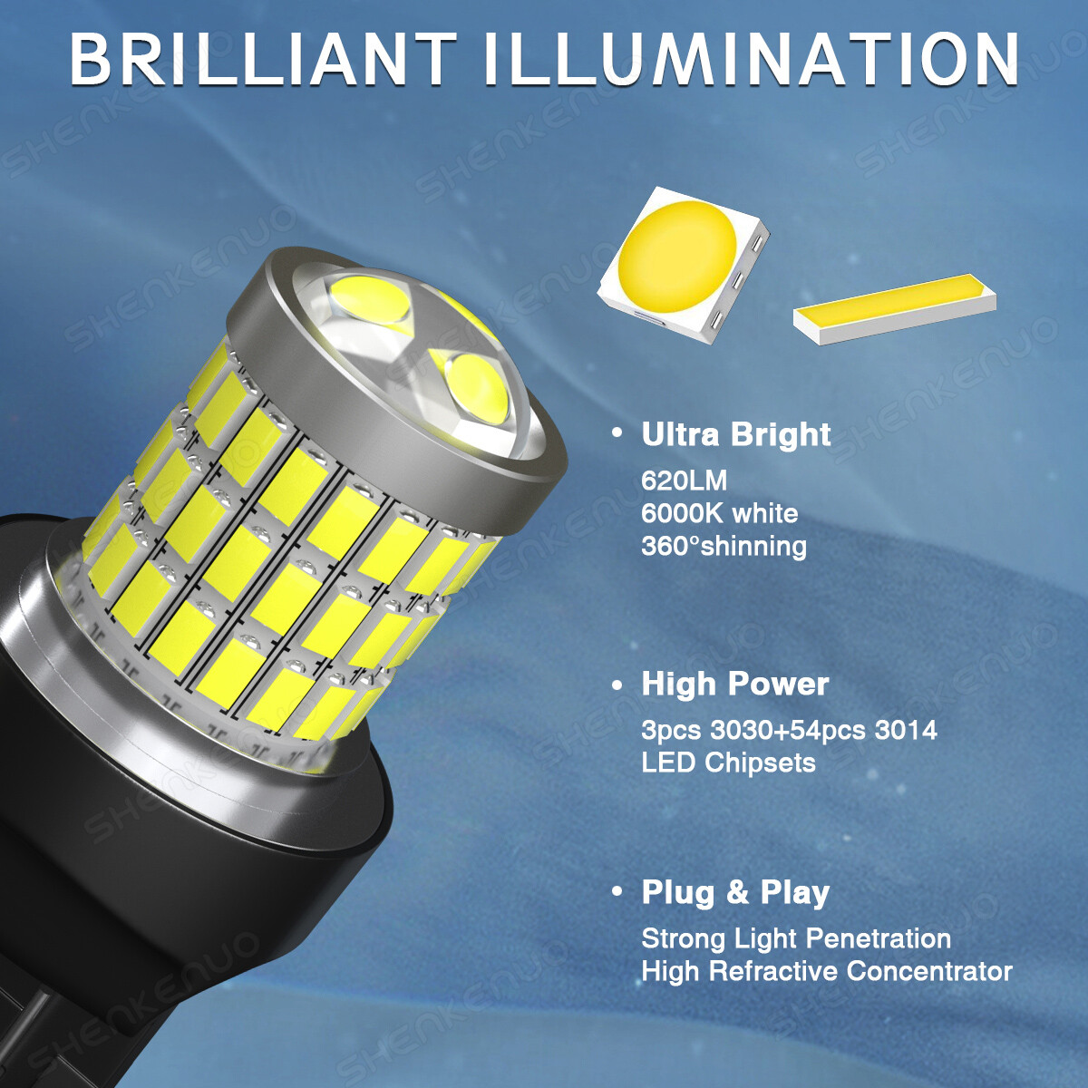 2x LED T20 W21W 580 582 7443 Bulbs DRL Daytime Running Light Sidelight ...