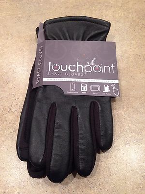 NWT WOMENS TOUCHPOINT LEATHER - POLYESTER LINED SMART GLOVES BLACK SIZE ...