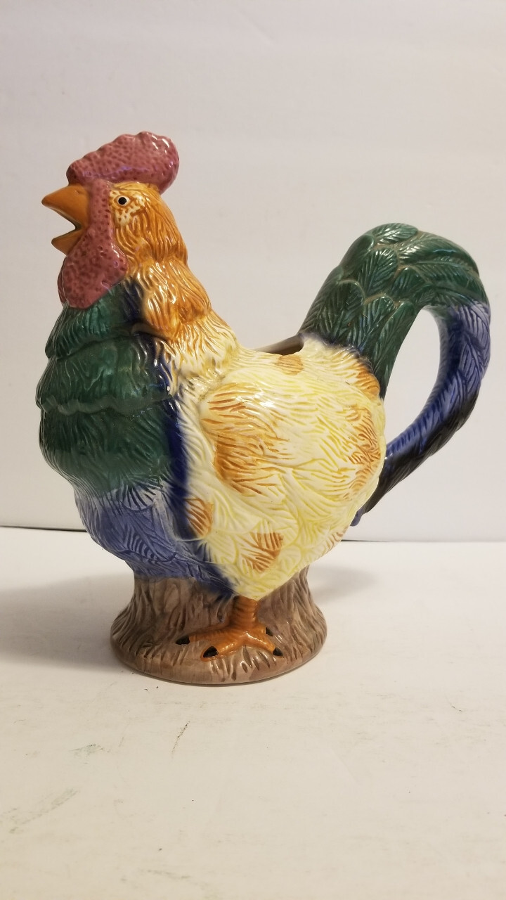 Vintage Ceramic Colorful Rooster Pitcher TEAPOT 1996 Cracker Barrel | eBay