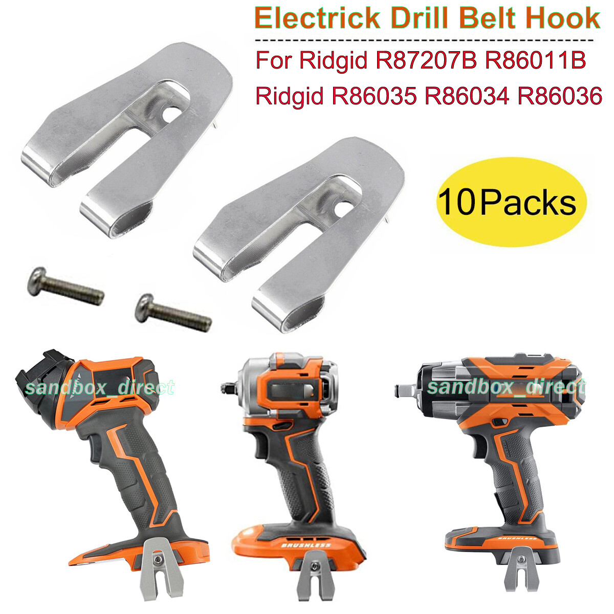 10x for Ridgid OEM Belt Clip Hook With Screw For Ridgid R87207B R86011B ...