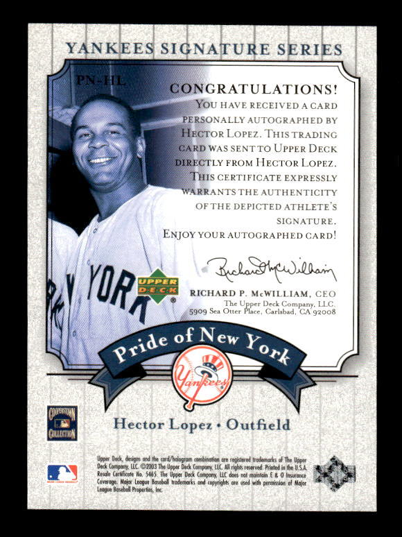 2003 Upper Deck Yankees Signature #35 Hector Lopez - NM-MT | eBay
