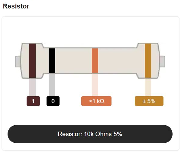 10 Pack - 10K 10,000 Ohm Ω Resistor 5% Tolerance 1/4W 1/4 Watt Carbon ...