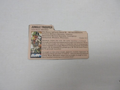 1980's GI JOE ARAH RECONDO FIGURE FILE CARD TO COMPLETE | eBay