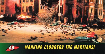 Mars Attacks! 1996 Topps Widevision # 60 Mankind Clobbers the Martians ...