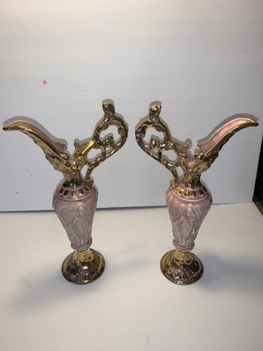 Vintage E Palestine Goldra Pink/Gold Porcelain Ewer Pitcher Greek ...