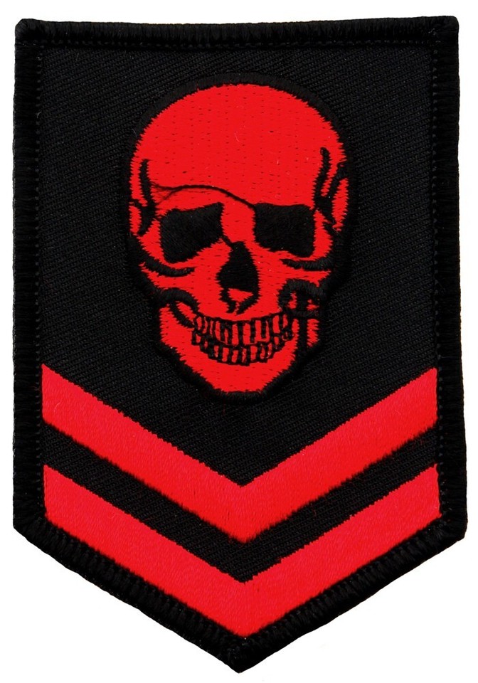 LOT 2 RED SKULL PATCH MILITARY SKELETON MORALE DEATH RANK embroidered ...