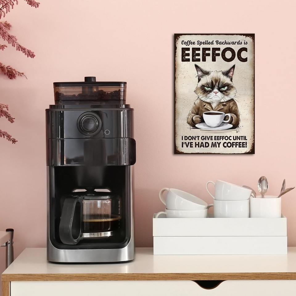 Coffee spelled backwards is EEFFOC Funny Metal Tin Sign 8 x 12 Inch For ...
