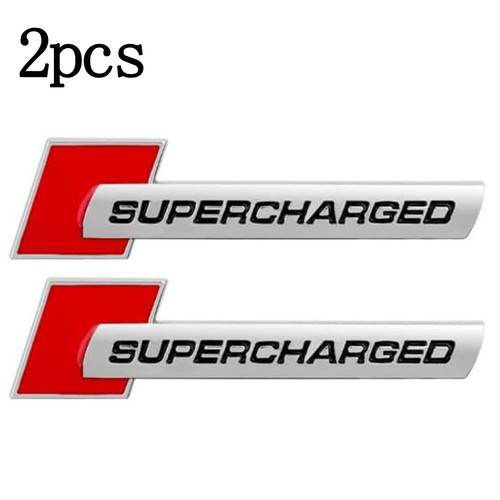 2x Universal Supercharged Aluminum Alloy Adhesive Sticker Decal Emblem ...