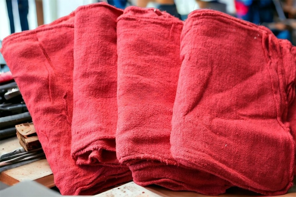 50 Pcs Red Shop Towels Jumbo 15x15 Cleaning Rags, A-Grade & Free ...