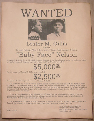 Baby Face Nelson Wanted Poster