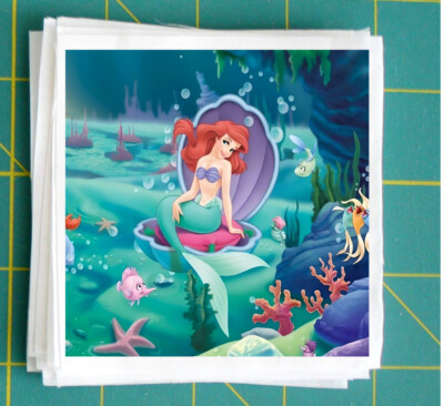 Little Mermaid Fabric Panel Quilt Block for sewing, quilting, crafting ...